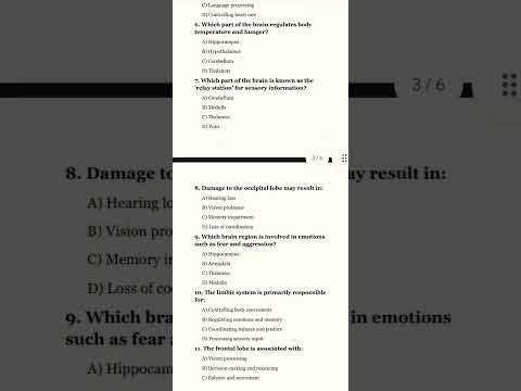 Brain Structure and Function | MCQ questions for Structure and Function #brain #anatomy
