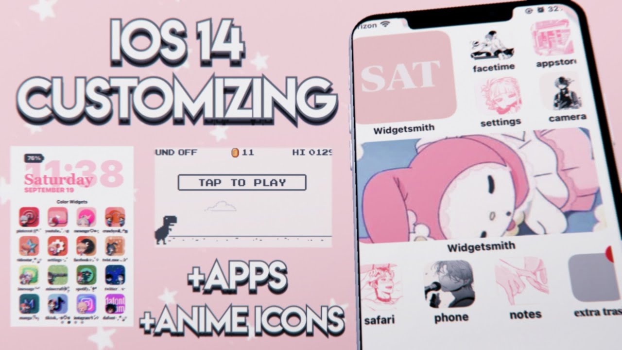 IOS 14 HOMESCREEN SETUP + APP LINKS + ANIME ICONS