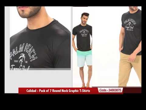 Calidad - Pack of 7 Round Neck Graphic T-Shirts