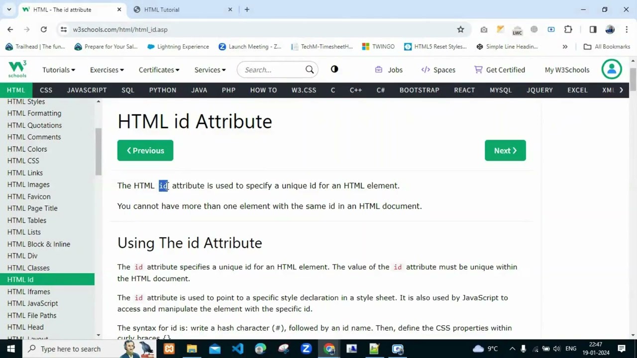 W3Schools HTML Tutorial 14 | HTML Class and ID attributes