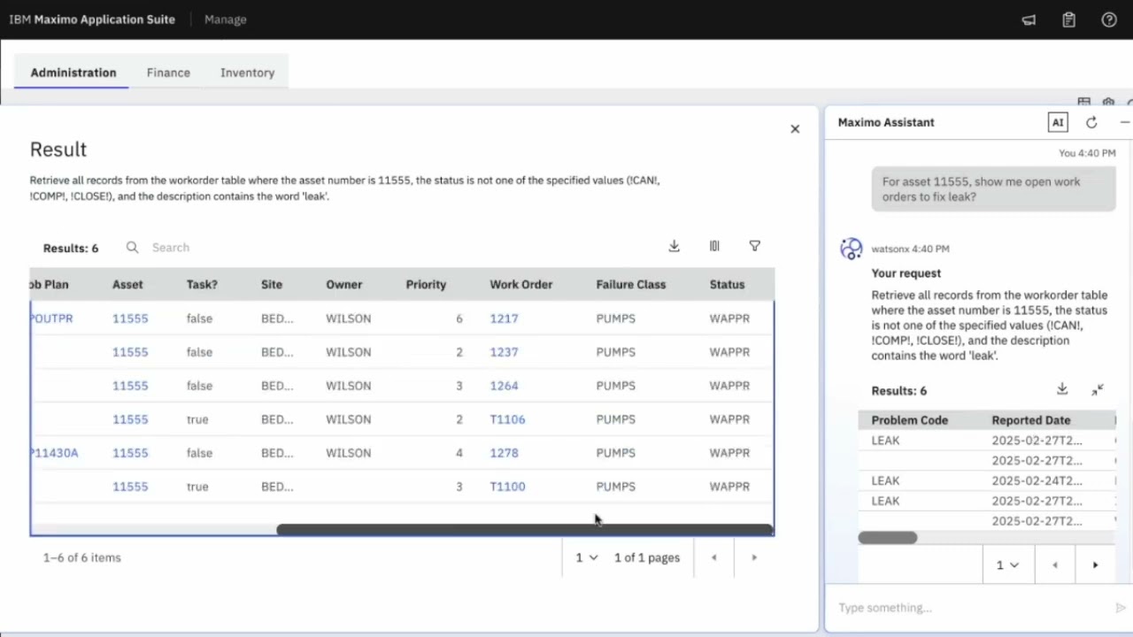 Maximo Generative AI Assistant in Action