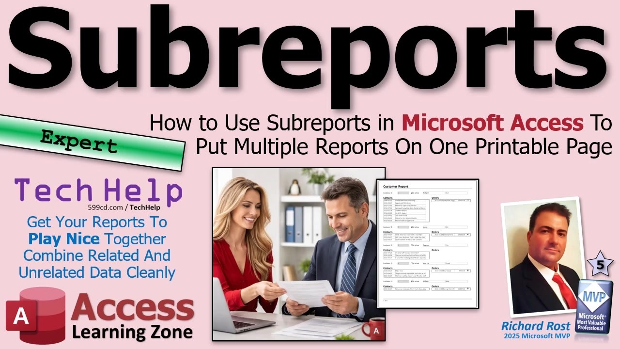 How To Use Subreports In Microsoft Access To Put Multiple Reports On One Printable Page