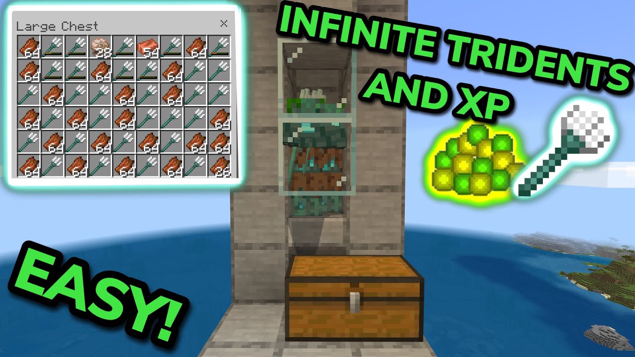 SIMPLE 1.20 TRIDENT FARM TUTORIAL in Minecraft Bedrock (MCPE/Xbox/PlayStation/Switch/PC ...