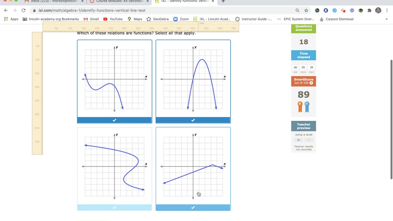 IXL Algebra 1 Identify functions: vertical line test