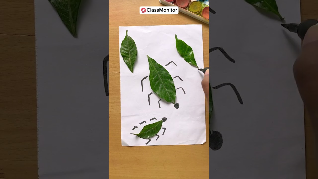 How to Make Insects Using Leaves | Fun Leaf Art Tutorial  #shorts #leafart #diy #kidsactivities