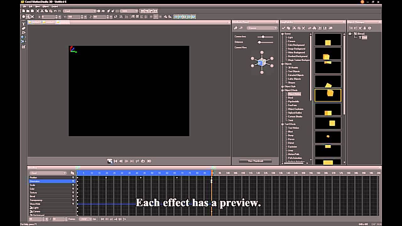 Adding Effects in Corel MotionStudio 3D