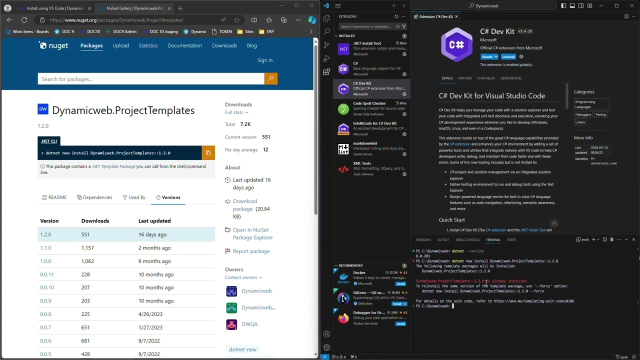 Install DynamicWeb 10 using VS Code