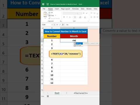 Convert Month Number into Month Name Use TEXT Function in Excel | Excel Tips & Trick | #excel #short