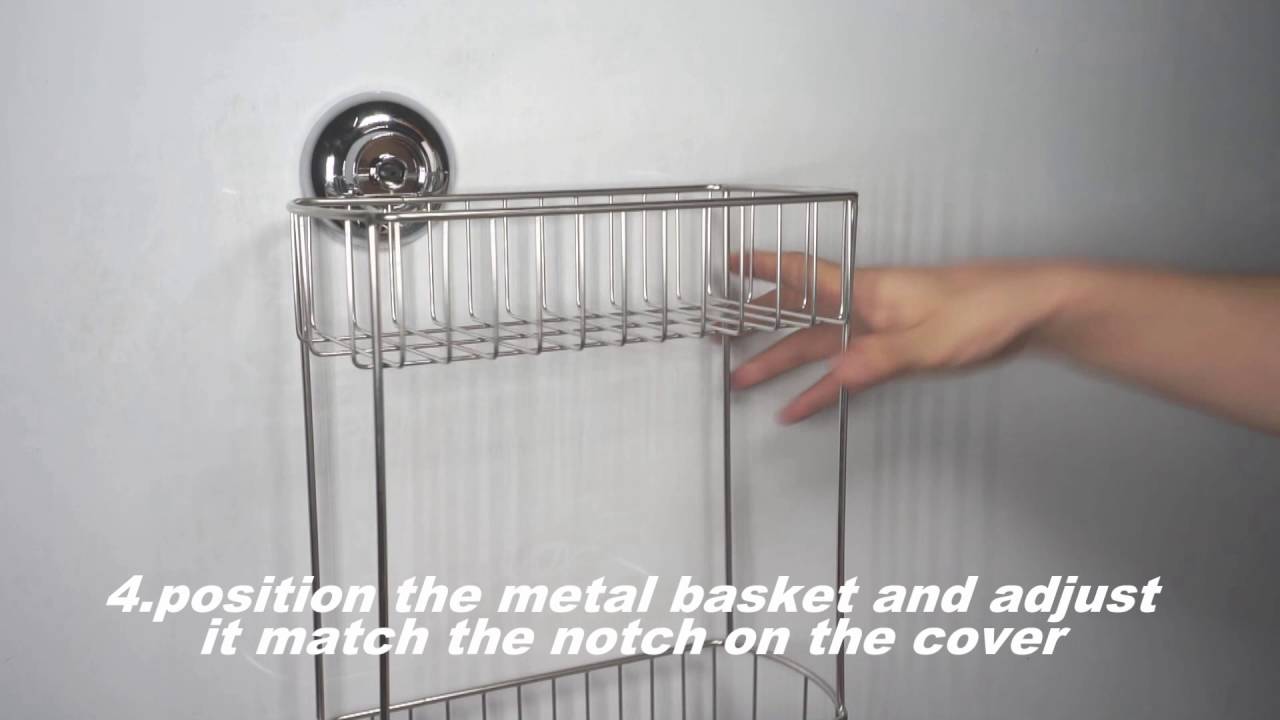 MaxHold suction cupdouble rectangular basket installation