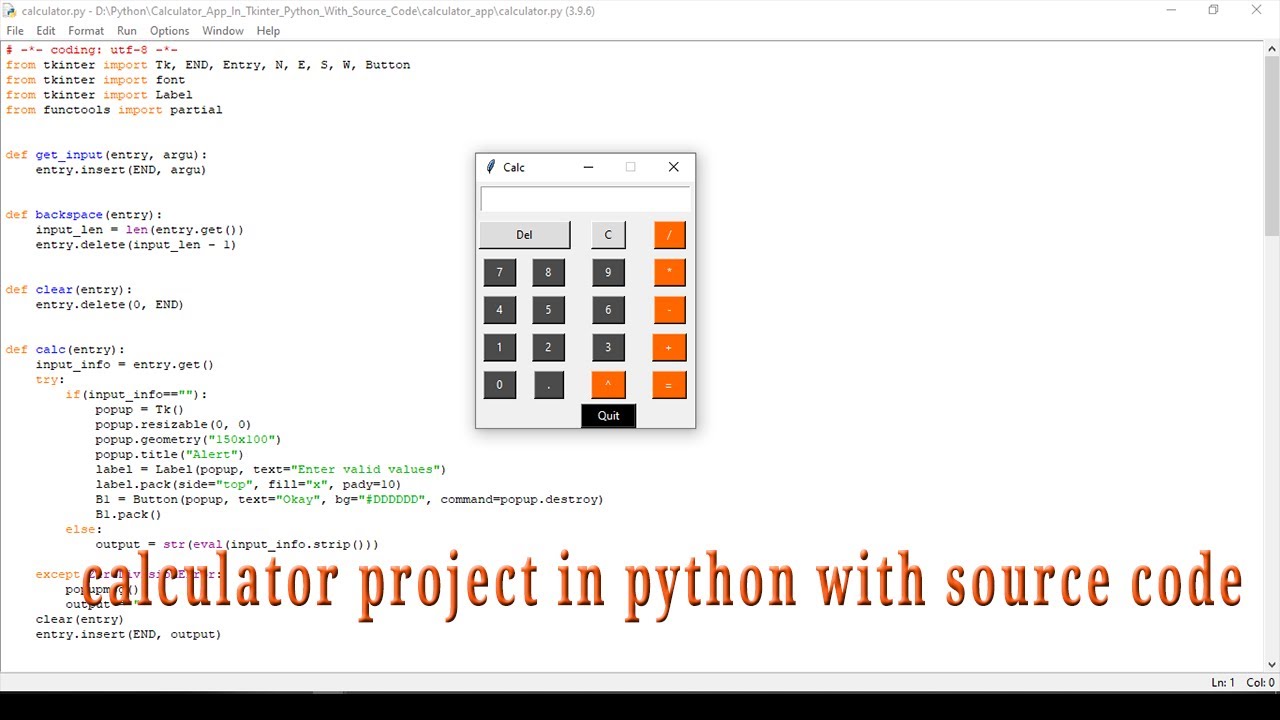 Basic Calculator in Python using Tkinter  | calculator project in python with source code