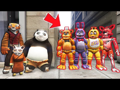 KUNG FU PANDA 4 vs FNAF 1 MOVIE ANIMATRONICS! (GTA 5 FNAF Mods)