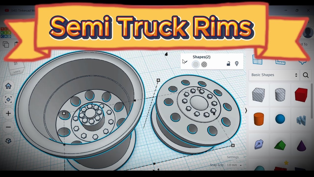 Tinkercad Tutorial! Semi Truck Rims!!! 3D Modeling