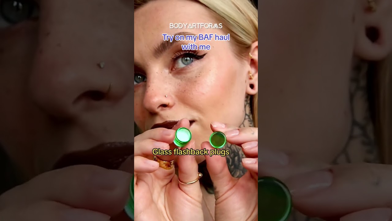 Trying on Bodyartforms Plugs and Tunnels for Stretched Ears #shorts