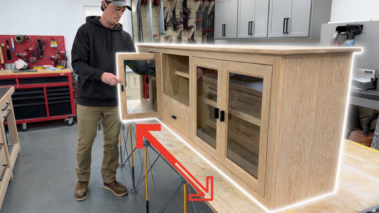 Extra Loooong White Oak TV Console Build | With Plans!