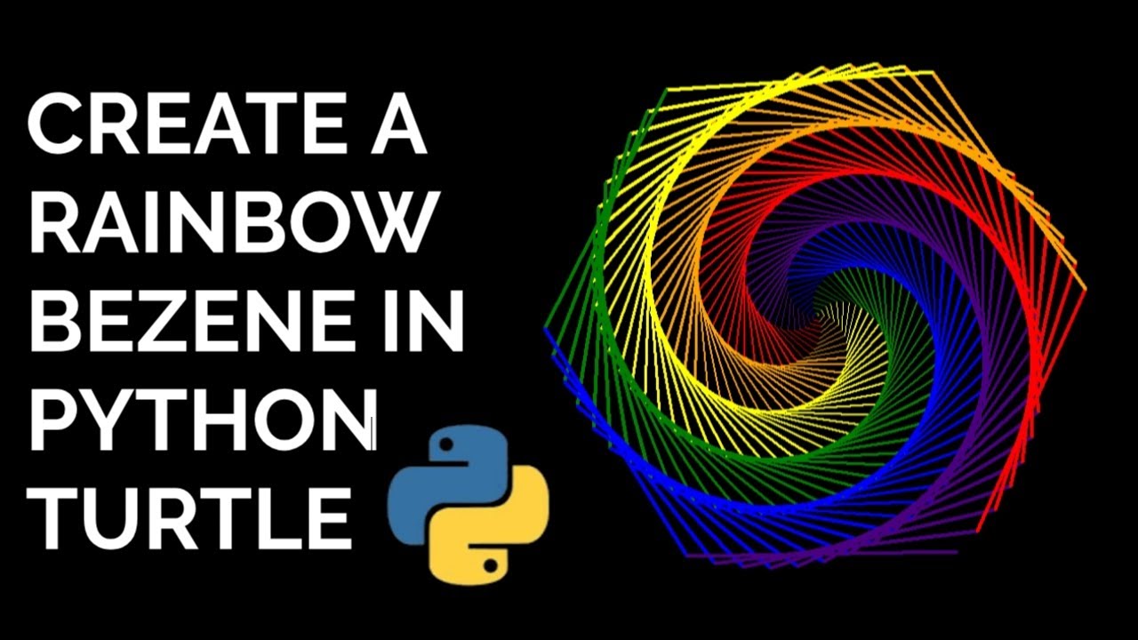 Rainbow Benzene in Python Turtle | Python graphics programming | python programming