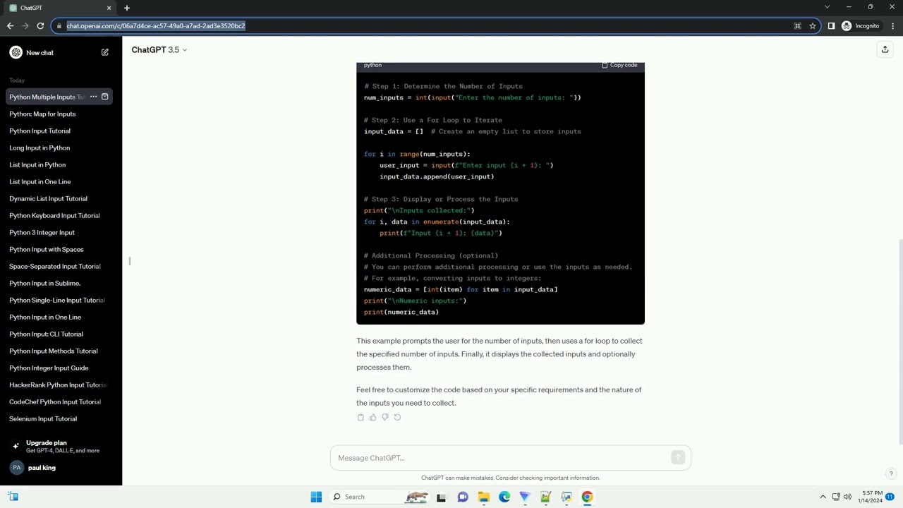 how to take multiple inputs in python using for loop