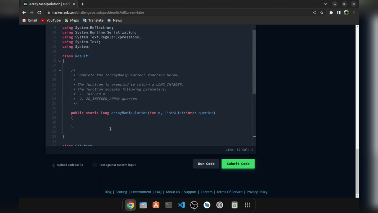 Array Manipulation in C# | Hackerrank | DSA