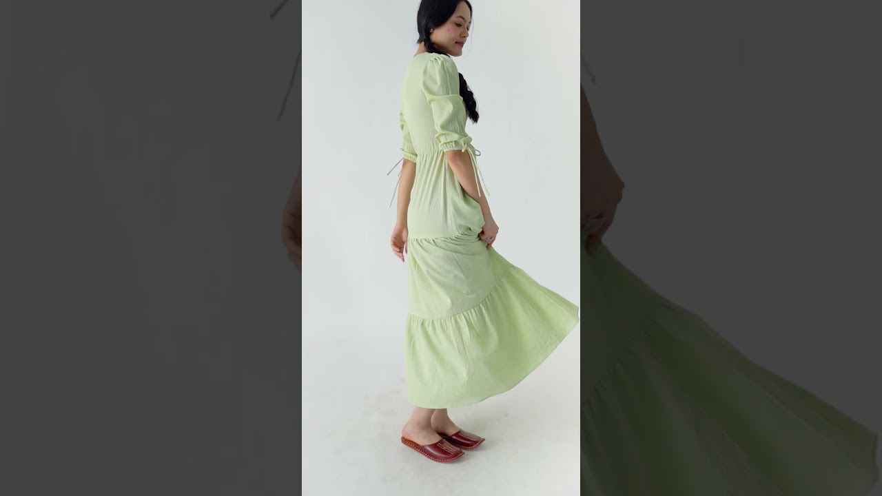 DL-101- AASK Women Fit and Flare Light Green Dress