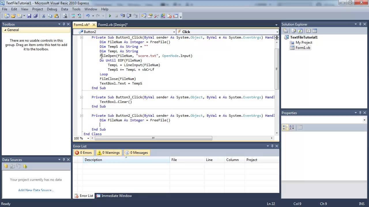 Visual Basic Programming lesson 13 - Write to text file