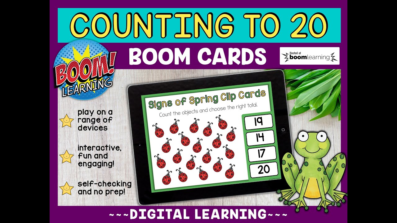 Distance Learning Math Games | Spring Counting to 20 BOOM Cards | Task Cards