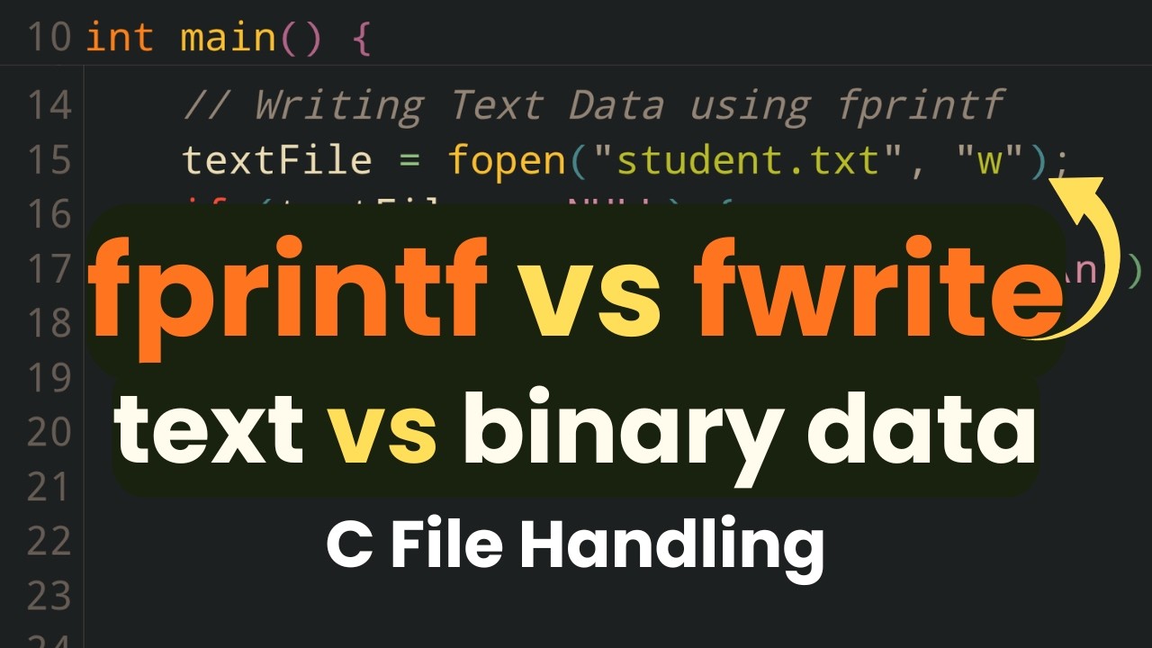 Text vs Binary File Writing in C | fprintf vs fwrite | C Programming File Handling Tutorial