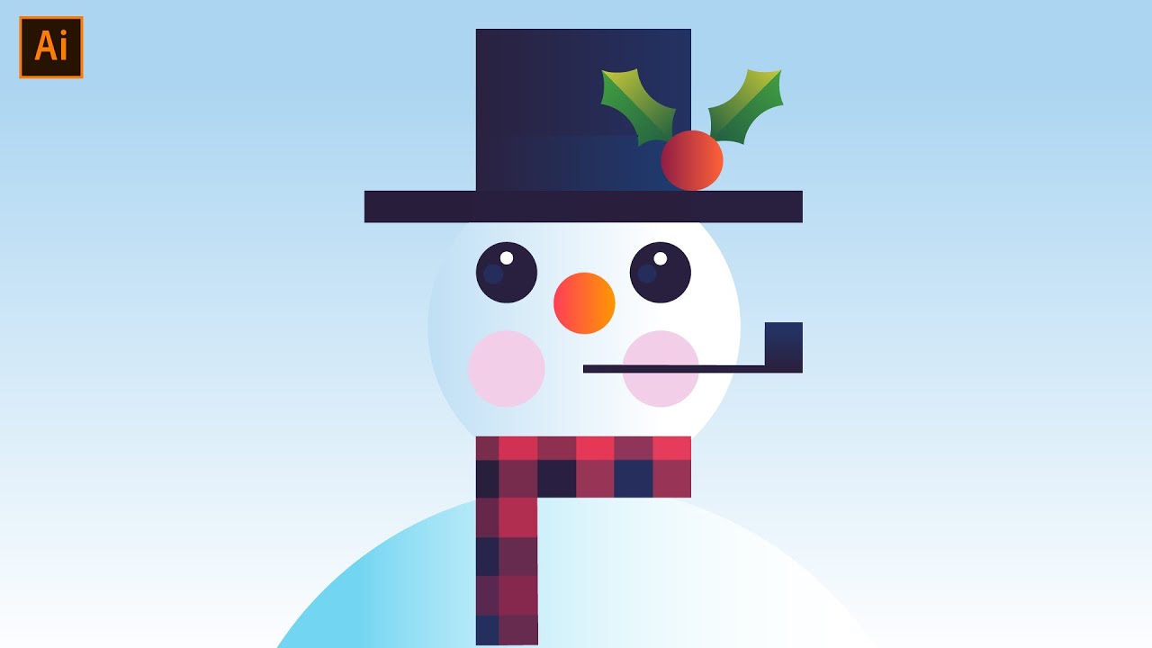 Snowman Winter Season Vector Illustration Adobe Illustrator Tutorial