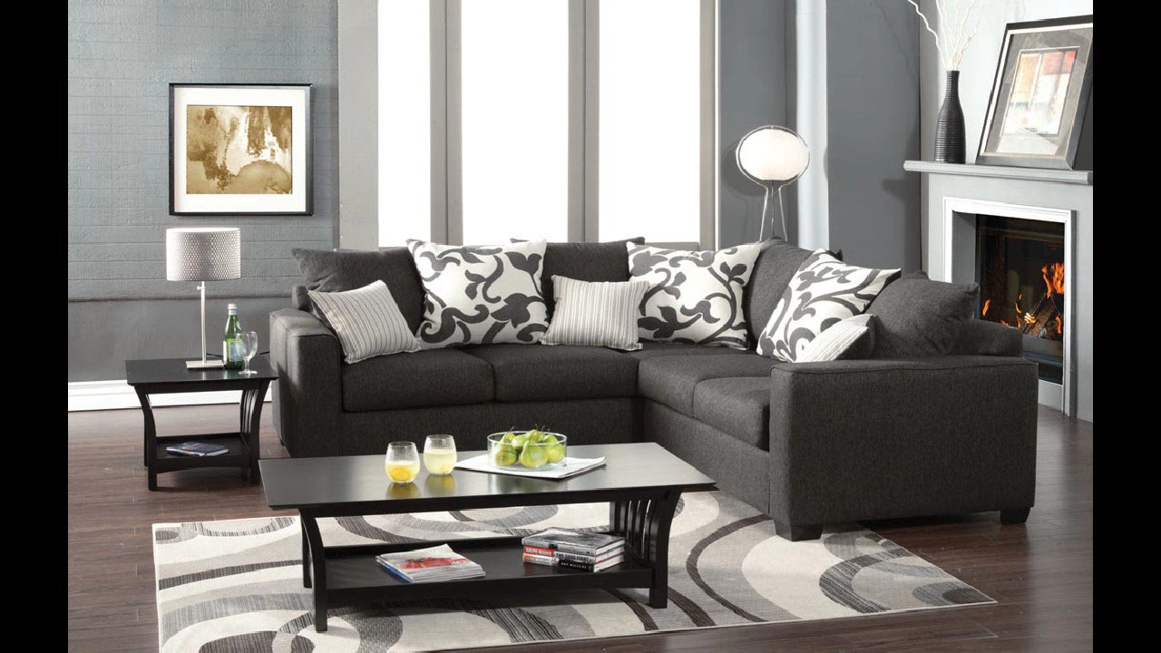 Cranbrook contemporary style medium gray fabric Sectional sofa with square arms