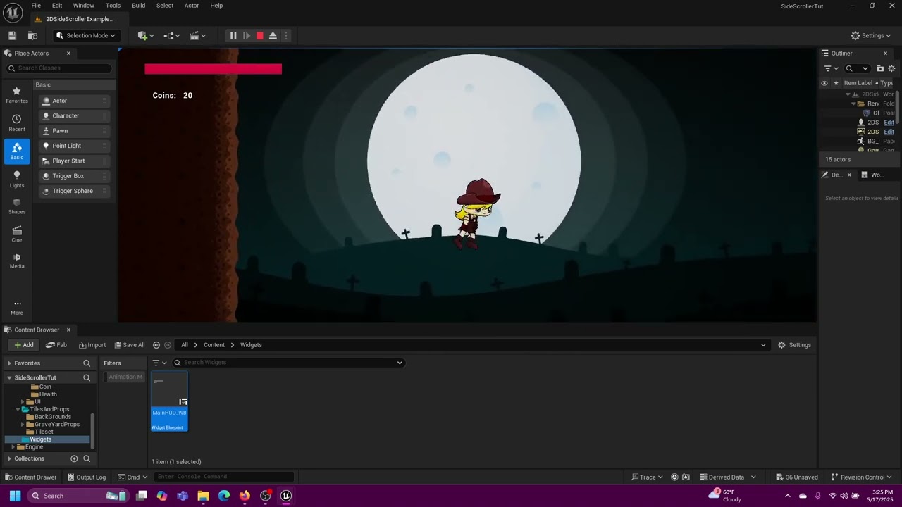 Unreal Engine 5 2D Sidescroller Tutorial (Coins, Widget, Missing Sprites)