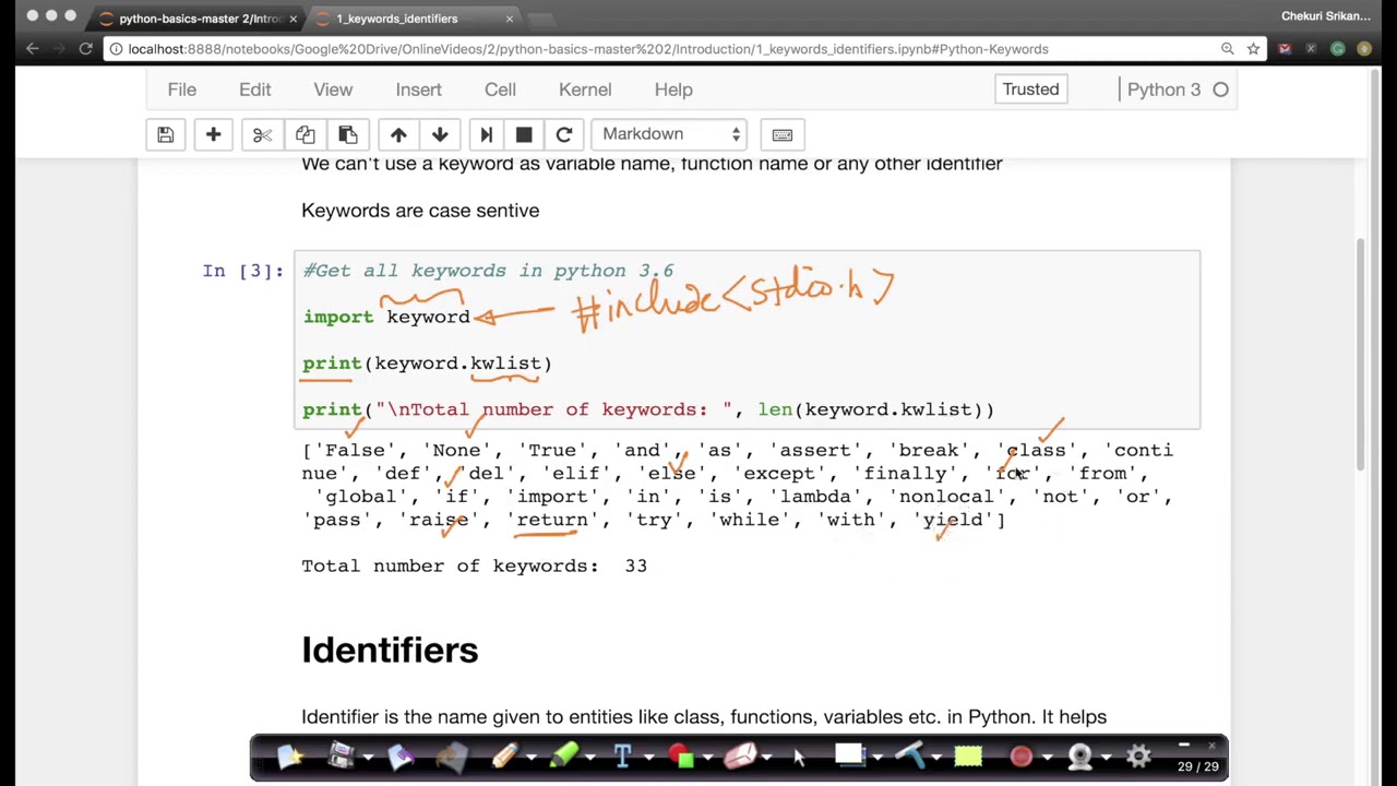 Python Programming Tutorial - Keywords and identifiers