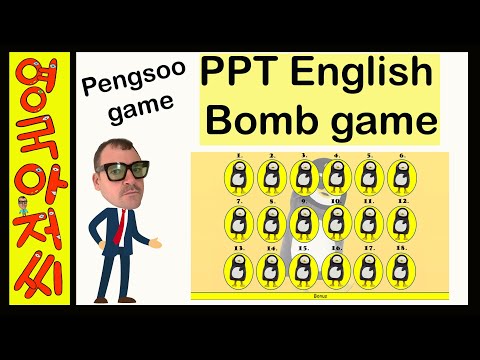 Pengsoo (펭수) PPT bomb game template for students studying English. Free download. #powerpointgames