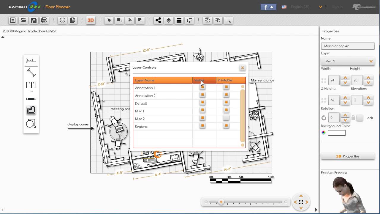 ExhibitCore Layer control