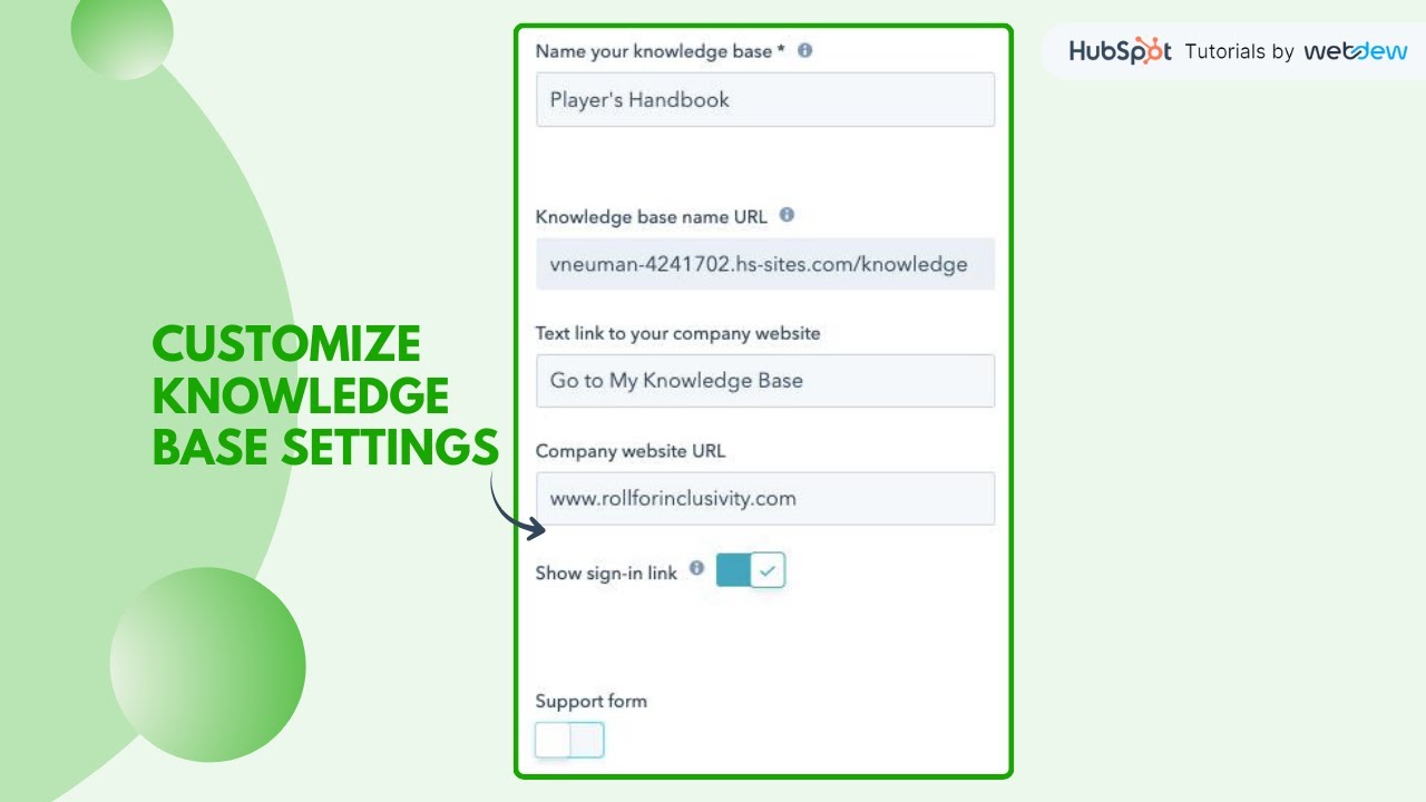 How-to customize knowledge base settings in HubSpot.