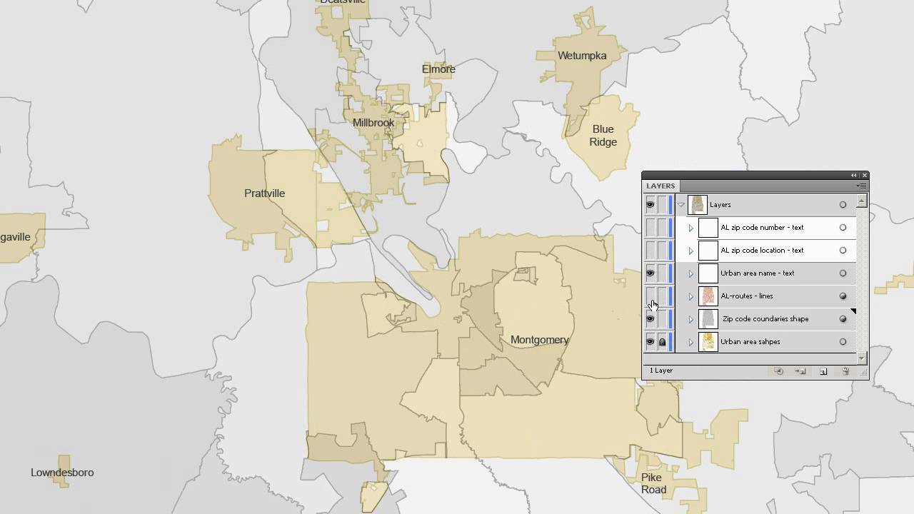 Alabama 5 digit zip code map in three edition.