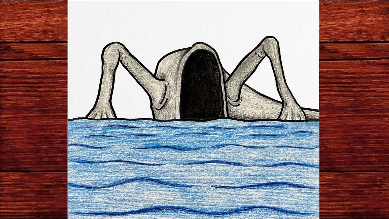 How to Draw a Sea Eater Emerging from the Ocean – Easy Step by Step Pencil & Color Sketch