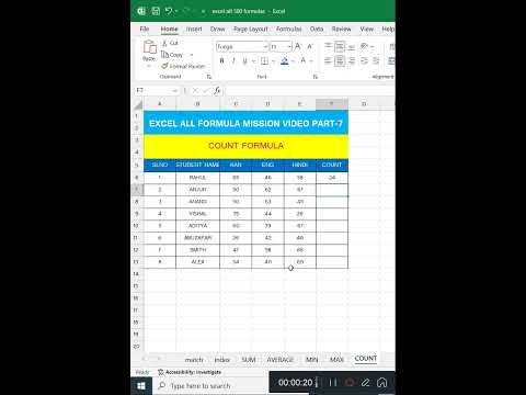 Part 7 Count Formula in Excel #excel #excelshortcuts #techburner #exceltips #exceltricks #learnmore