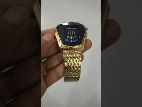 Binbond golden dail blue watch....