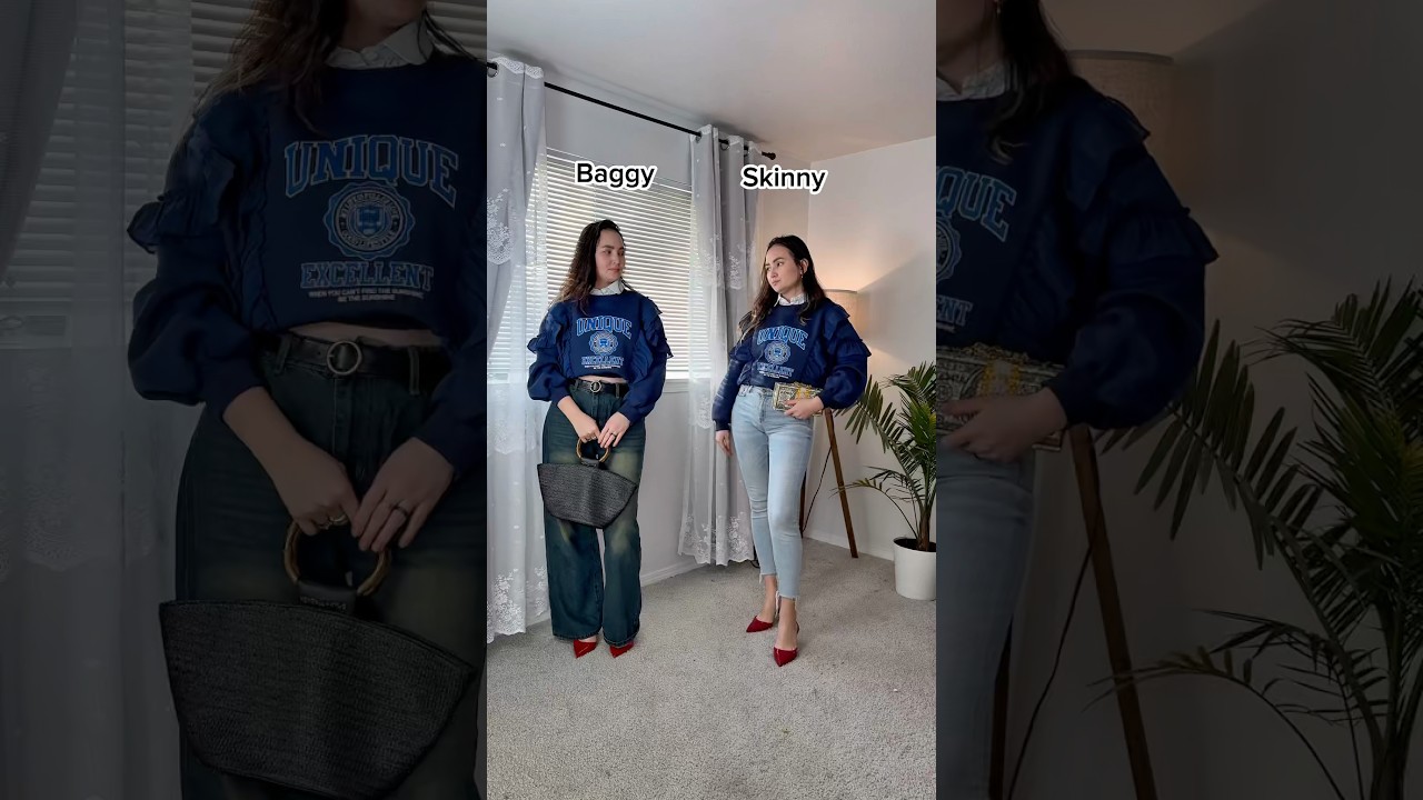 Baggy jeans or skinny jeans? 👖 #fashion #style #ootd #outfitideas #jeans #outfit #grwm