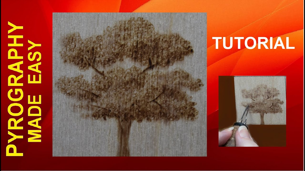 Wood burning for Beginners - simple Shrub Foliage - pyrography tutorial