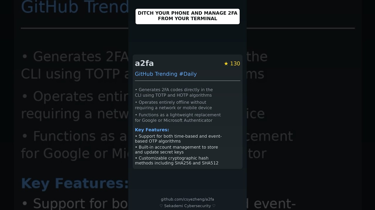 GitHub Trending Repositories: csyezheng/a2fa 🇬🇧