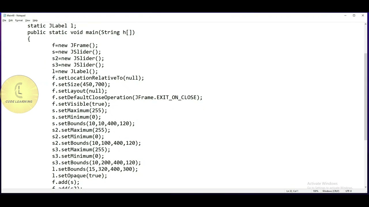 Java | Swing class 'JSlider add ChangeListener #3' | CodeLearning