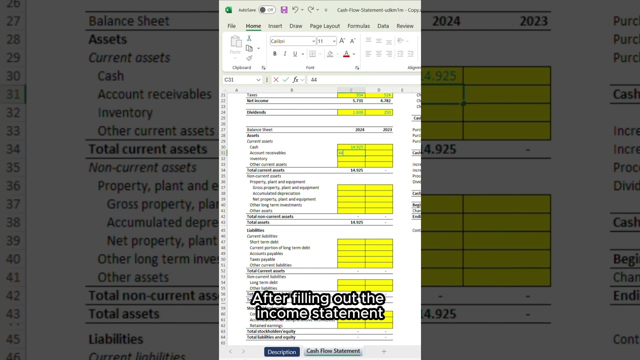 Cash Flow Statement Made Easy in Excel