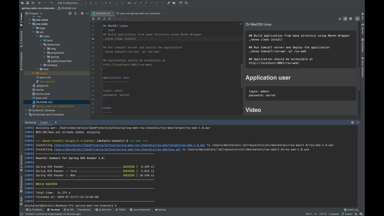 Spring Web RSS Channels- Java GitHub project