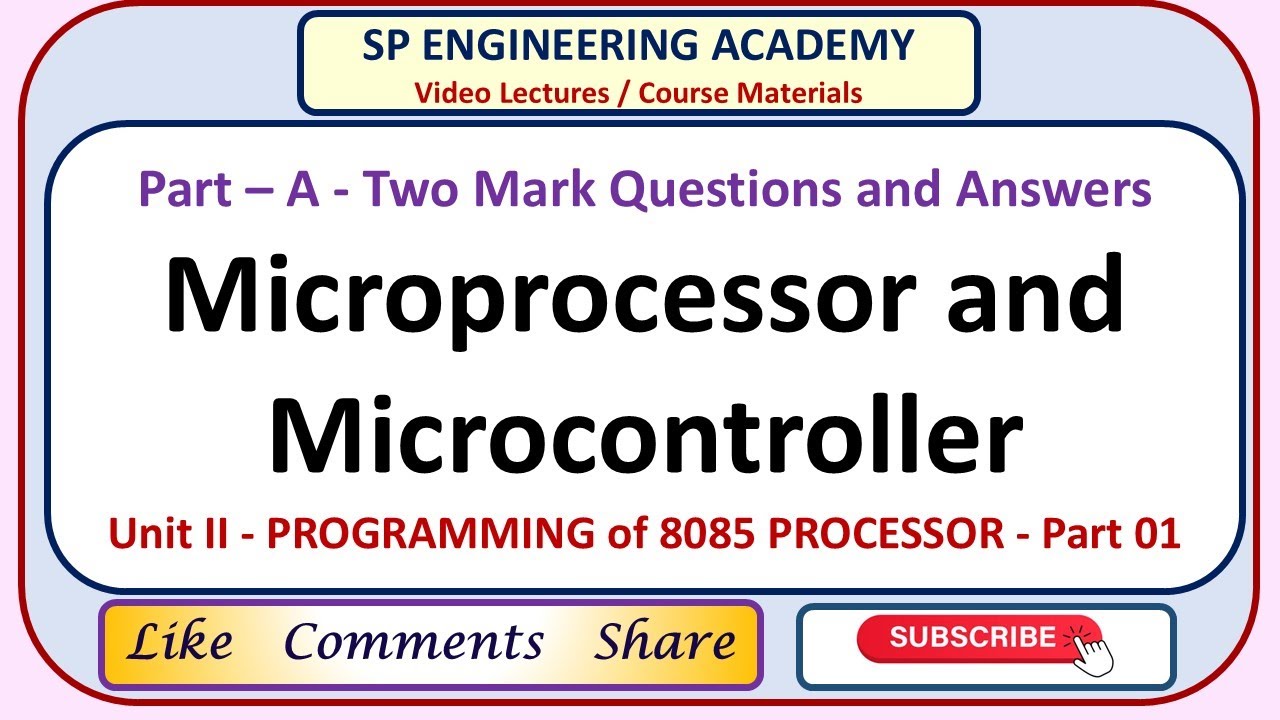 04 Microprocessor and Microcontroller – Unit II   PROGRAMMING of 8085 PROCESSOR   Part 01