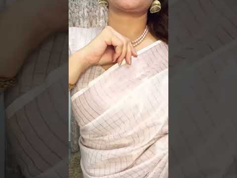*Ready to wear rose gold tissue checked saree* *Price**ready to wear : Rs 2040 free shipping**Normal