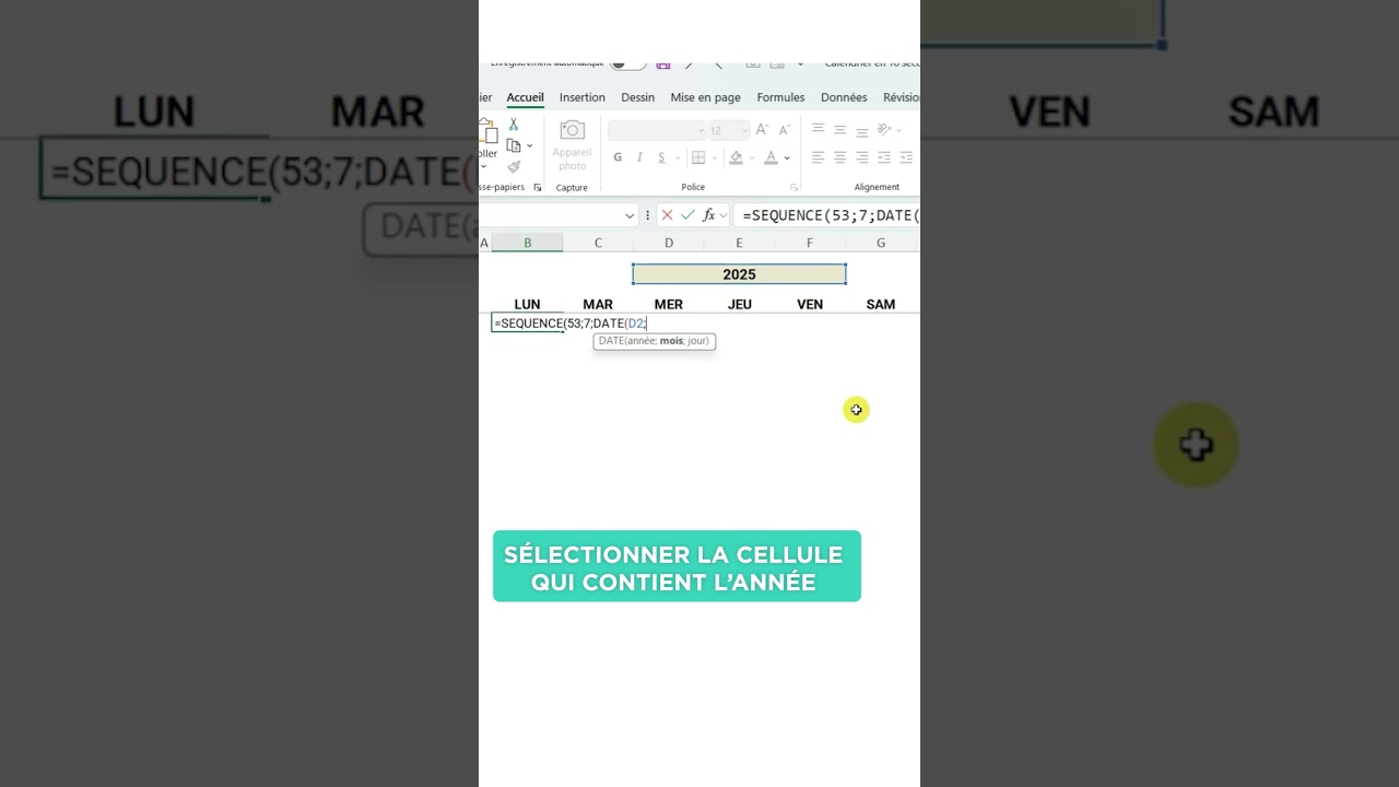 Créez un calendrier annuel en 10 secondes sur Excel !