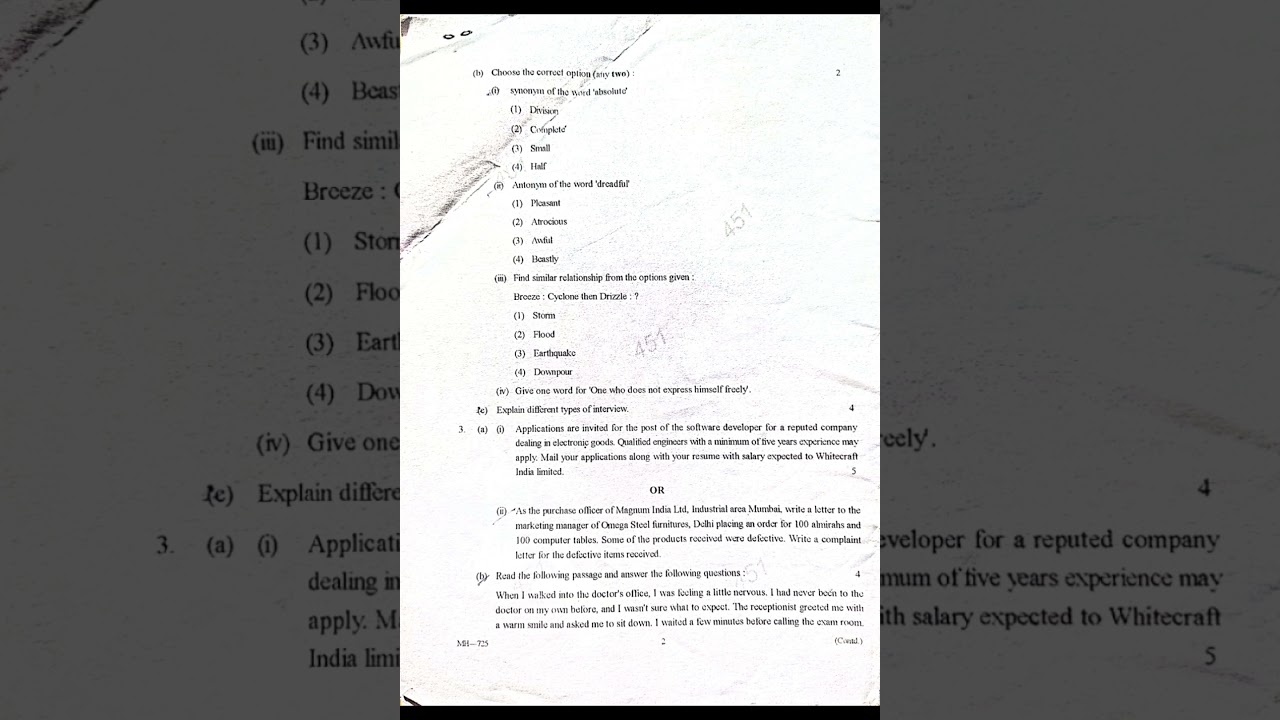 Effective technical communication (Open elective -1) Question paper betch 6 th sem #EXTC Engineering