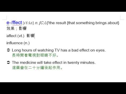 effect: 影響, 效果, affect, take effect, influence | 龍騰Book2 Lesson2 (含課文的 ...