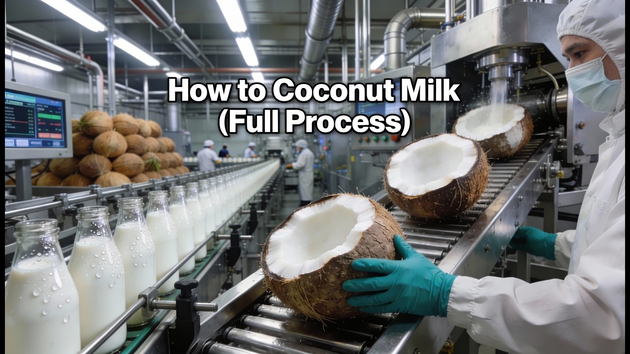 Inside the Factory: How Coconuts Become Creamy Coconut Milk (Full Process)