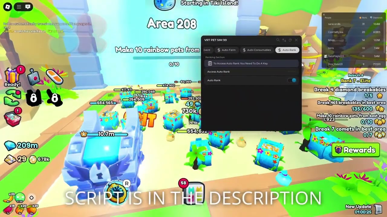 PET SIMULATOR 99 SCRIPT (AUTO RANK) 2025 Auto farm,Auto rank,Events