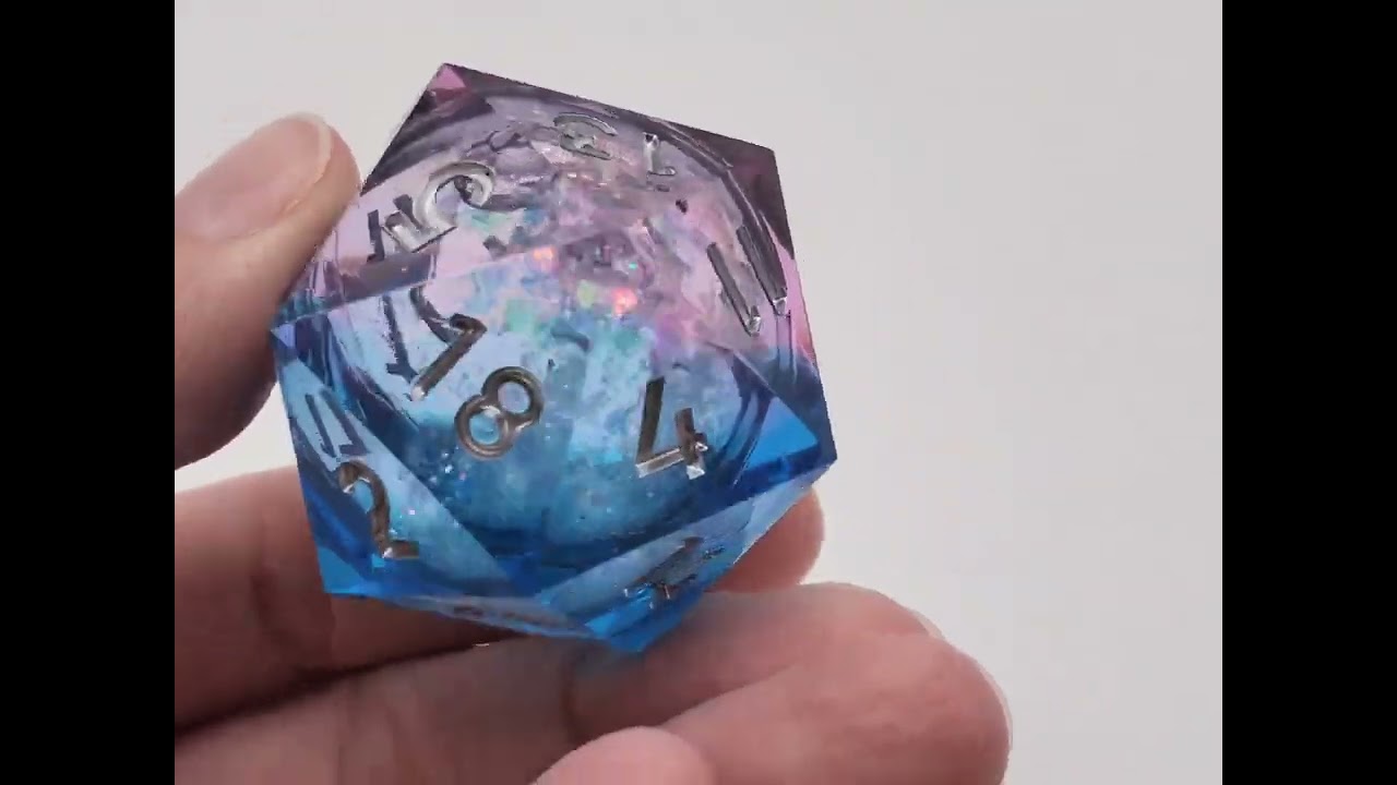 Old School Sharp Edged Twilight Fury Liquid Infused D20 Die (35mm)
